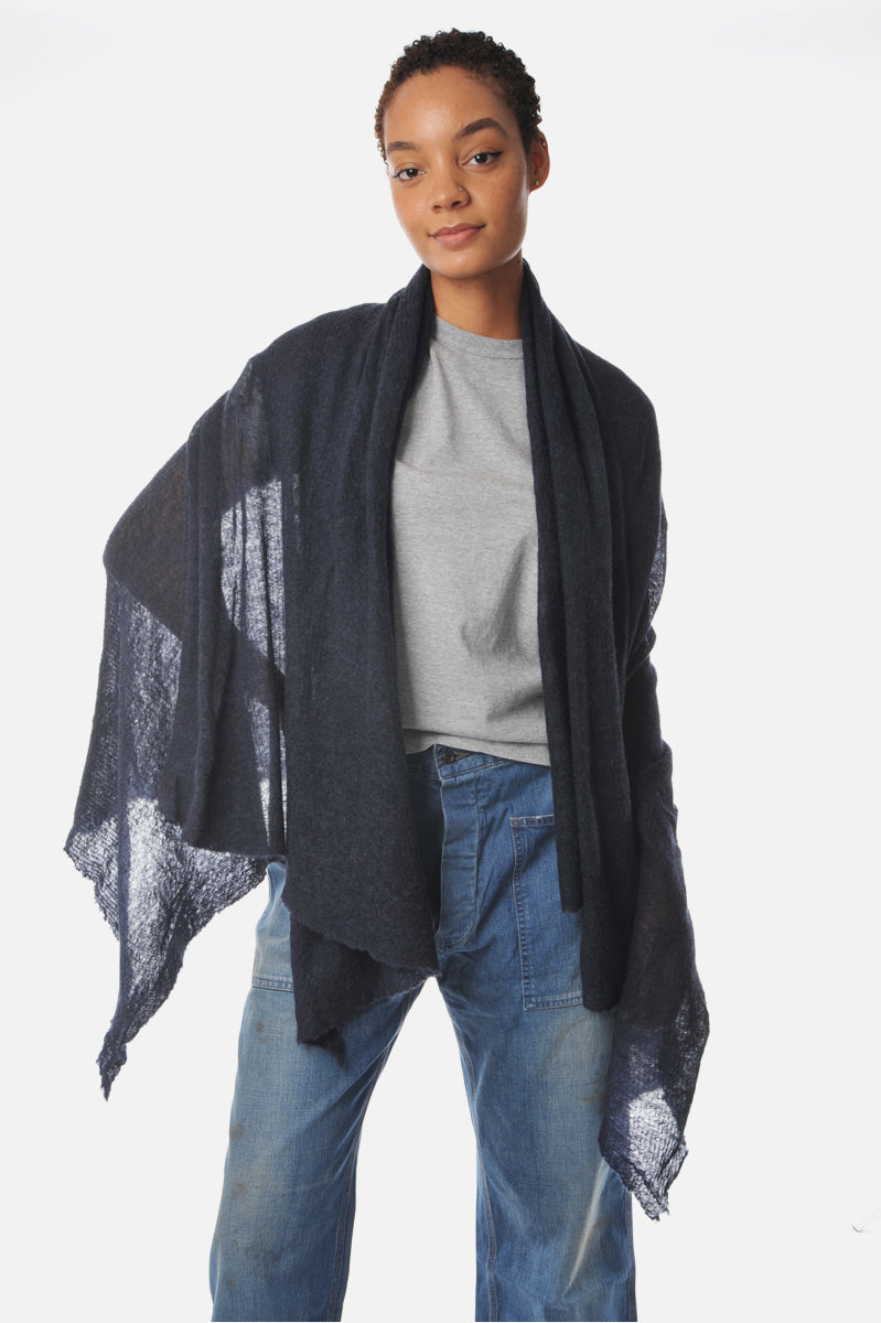 Botto Giuseppe | Navy Melange Barre Knit Cashmere Stole – Roztayger